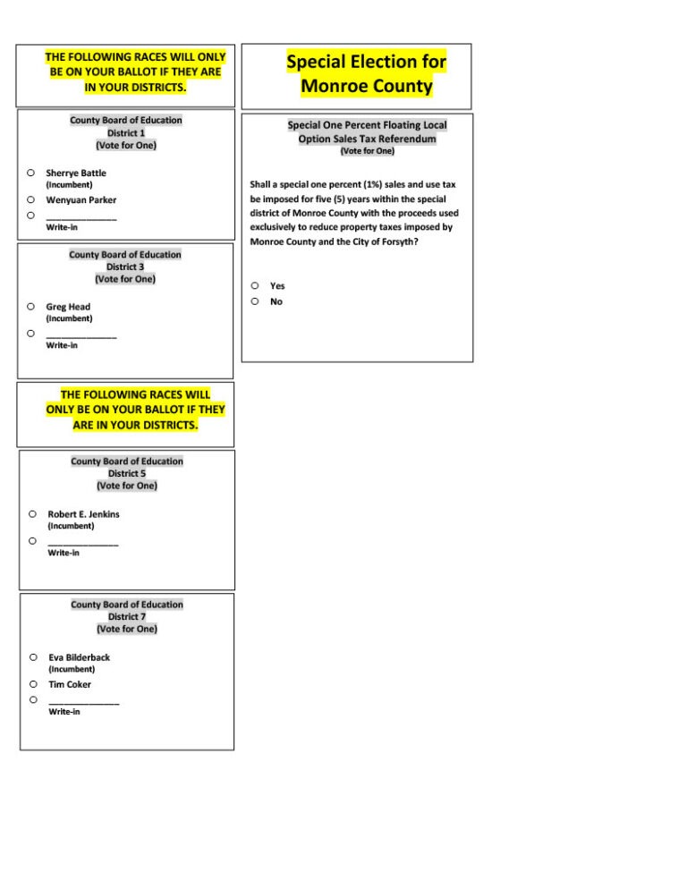 Democratic Party Sample Ballot for the May 19, 2026 Election – Monroe ...
