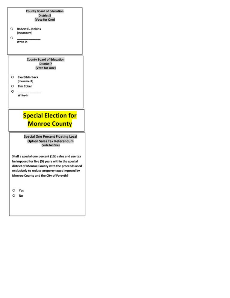 Non-Partisan Sample Ballot for the May 19, 2026 Election – Monroe ...